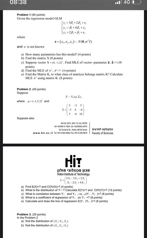 Solved 0838problem 1 40 ﻿pointsgiven The Regression Model