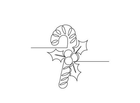 Dessin à Une Seule Ligne Candy Cane Illustration Vectorielle Vecteur