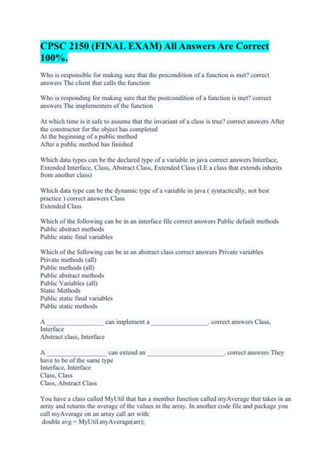 Cpsc Final Exam All Answers Are Correct Cpsc