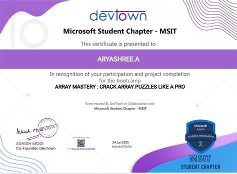 Thrilled To Complete This Hands On Course On Mastering Arrayscompleted The Array Mastery