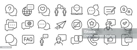 음성 Buuble 대화 채팅 통신 얇은 선 아이콘 편집 가능한 획 웹사이트 마케팅 디자인 로고 앱 템플릿 Ui 등 벡터 그림입니다 말풍선에 대한 스톡 벡터 아트 및 기타