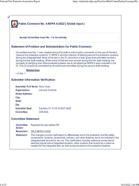 Fillable Online Step 1 Of Nfpa Standards Development Process Input Stage Fax Email Print