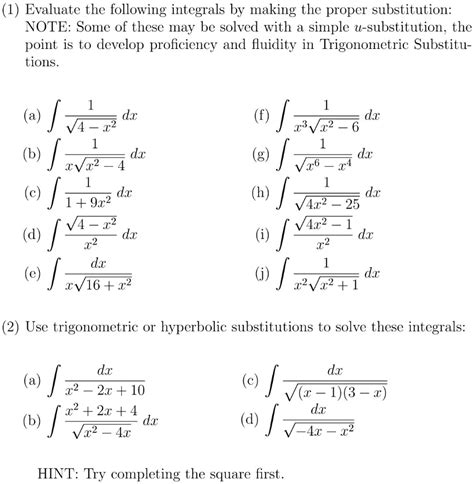 solved evaluate the following integrals by making the proper