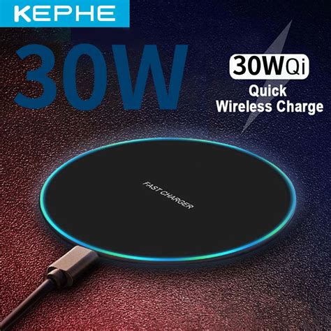 KEPHE cargador inalámbrico rápido de 30W almohadilla de carga Qi con