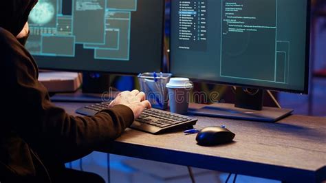 Hacker Hiding In Underground Bunker Chatting With Friend In Telephone Call Stock Image Image