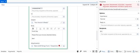 What Is The Correct Attachements Input Type For A Send Email Activity