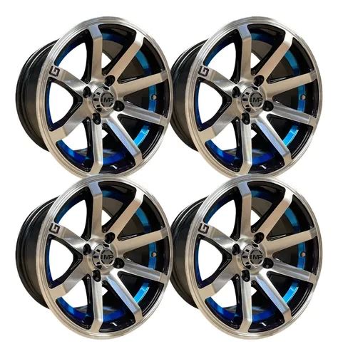 4 Rines 13 4x100 Blue Undercut Nissan Tsuru Chevy Atos Envío Gratis