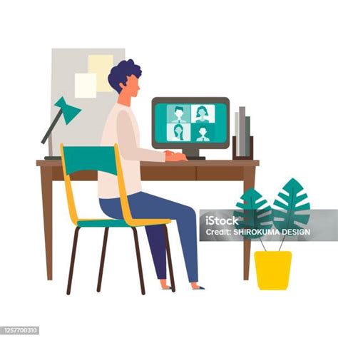 홈 컨셉에 머무르십시오 연구실에서 남자의 벡터 일러스트 모든 텔레워크 일러스트레이션 무료 랜스 노동자 집에서 일하는 사람들을위한