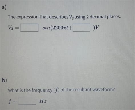 Solved Two Ac Waveforms Are Described By The Expressions Vi