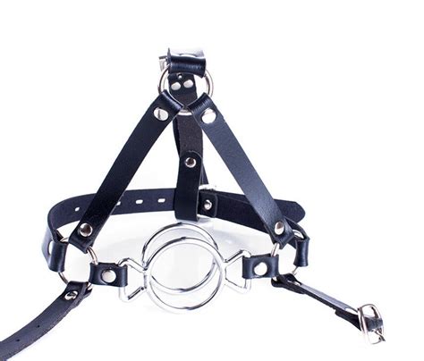 Leather Bondage Bdsm Head Harness Open Mouth Gag Mask Head Etsy