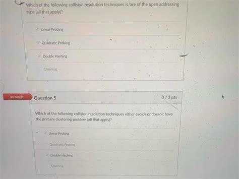 Solved Which Of The Following Collision Resolution Chegg