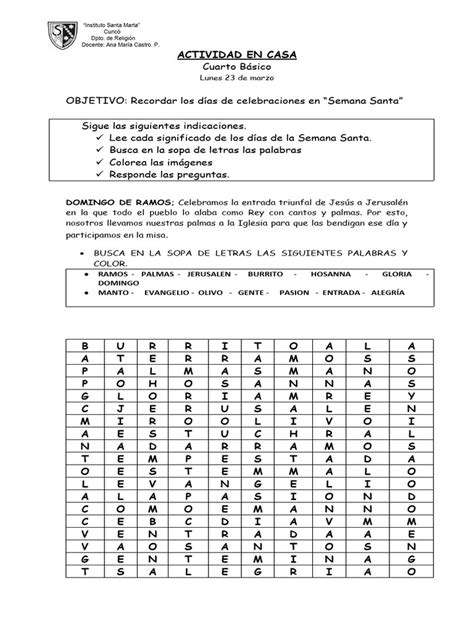 Religón 4° Basico Pdf Pascua De Resurrección Última Cena