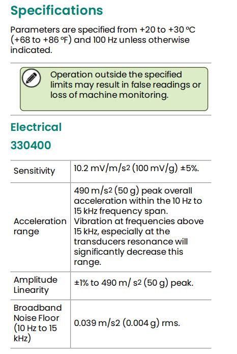 330400 01 Cn Bently Nevada Accelerometer Acceleration Transducer