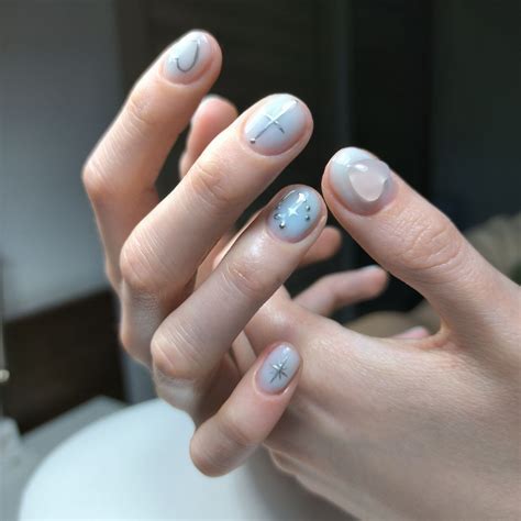 Корейский дизайн голубой Manicure Nails Beauty