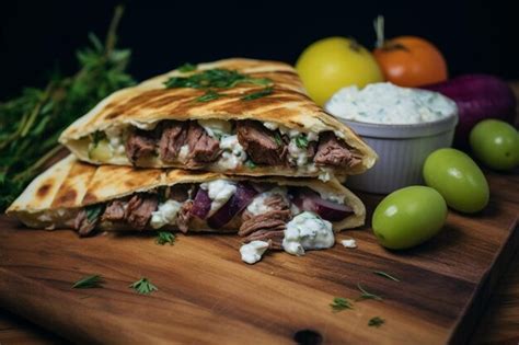 Premium Photo Greek Souvlaki Lamb Quesadilla