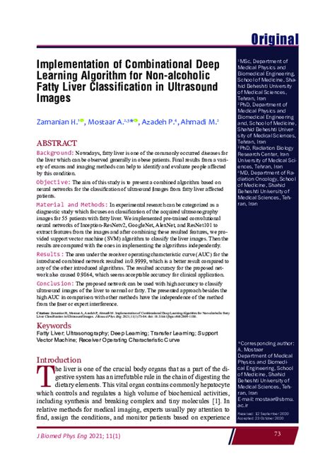 Pdf Implementation Of Combinational Deep Learning Algorithm For Non Alcoholic Fatty Liver