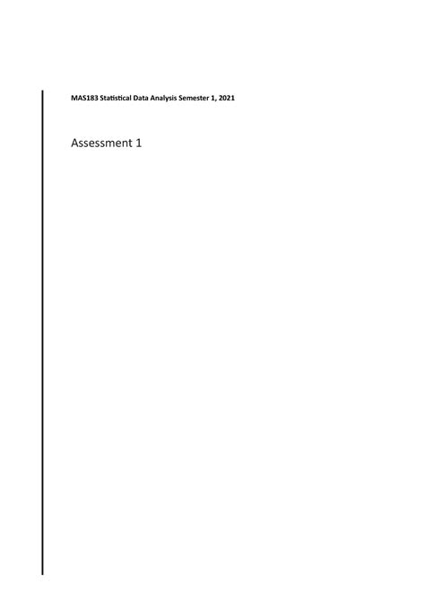 Mas183assesment 1 Assessment 1 For Mas183 Mas183 Statistical Data