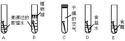 用下图所示实验探究铁生锈的条件 每支试管中均放有完全相同的洁净铁片 1 甲同学认为试管A发生的现象就能够说明铁的锈蚀是铁与空气中的