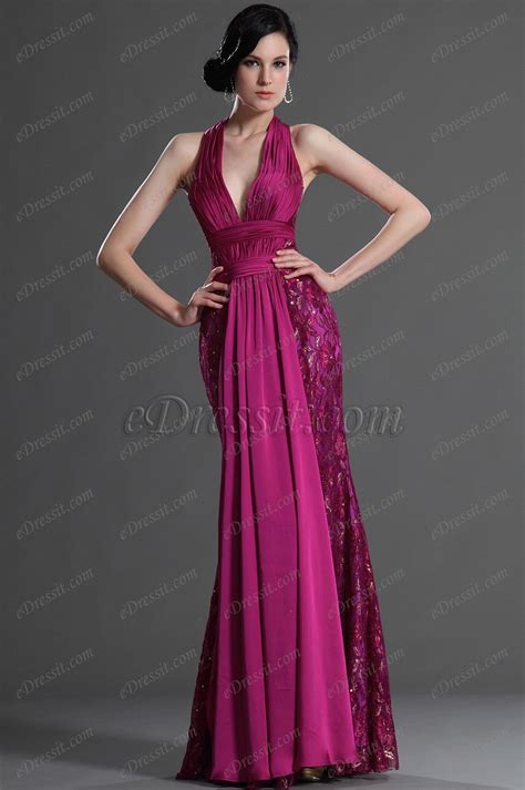 Sexy Halter Deep V Cut Evening Dress 26125112 EDressit