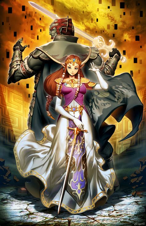 Princess Zelda And Ganondorf The Legend Of Zelda And More Drawn By Genzoman Danbooru