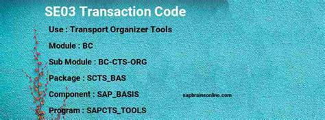 SE SAP Tcode For Transport Organizer Tools