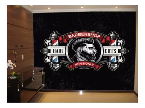 Papel De Parede Barbearia Barbershop Logo Pole 3 5m² Brb41