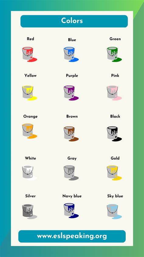 Color Names In English With Pictures List Of Basic Colours