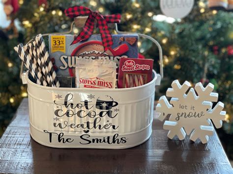 Galvanized White Metal Hot Cocoa Caddy Winter Caddy Personalized Hot