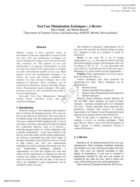 PDF Test Case Minimization Techniques A Review
