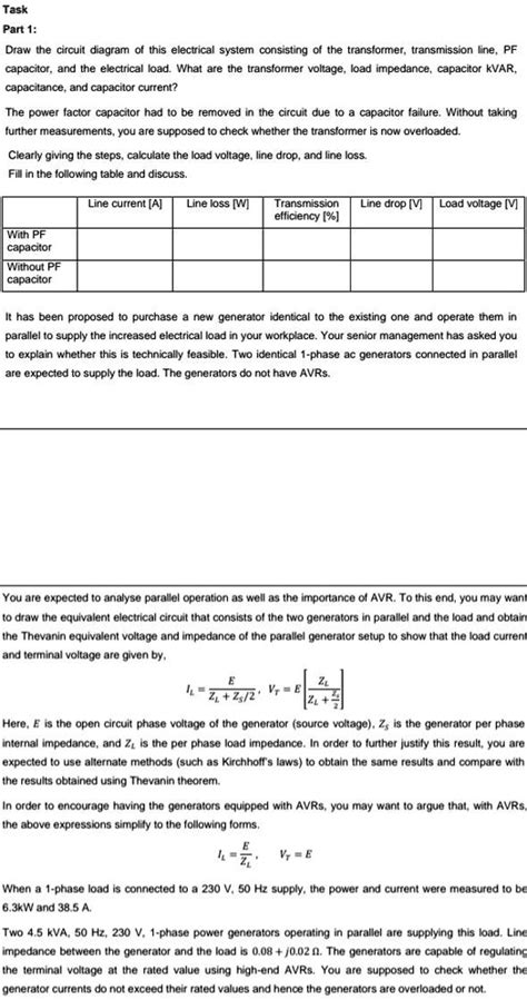 Solved Task Part 1 Draw The Circuit Diagram Of This Electrical System Consisting Of The