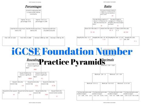 IGCSE Foundation Tier Maths Number Practice Pyramids Worksheets