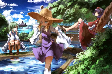 東方【東風谷早苗洩矢諏訪子八坂神奈子】 壁紙