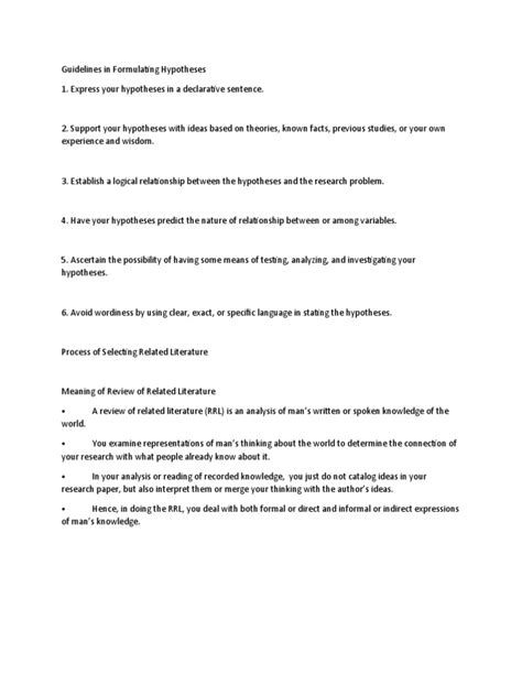 11 Guidelines In Formulating Hypotheses Pdf