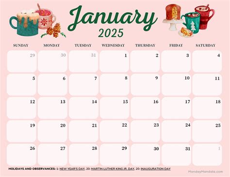 2025 January Calendar Cute Free Printable Calendar Printable Torsten