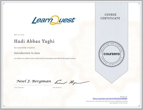 Certified Java Programming By Coursera And Learn Quest Hadi Yaghi Posted On The Topic Linkedin