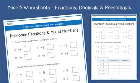 Year 5 Improper Fractions And Mixed Numbers Worksheets Ks2
