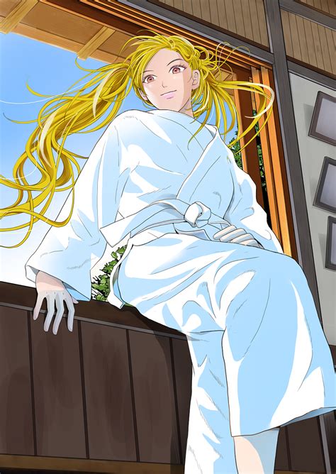 Safebooru 1girl Blonde Hair Brown Eyes Day Dougi Highres Indoors