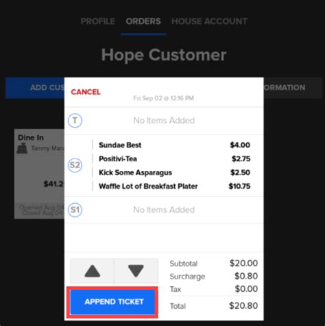 Use The Append Ticket Button To Duplicate An Order Shift4 Knowledge
