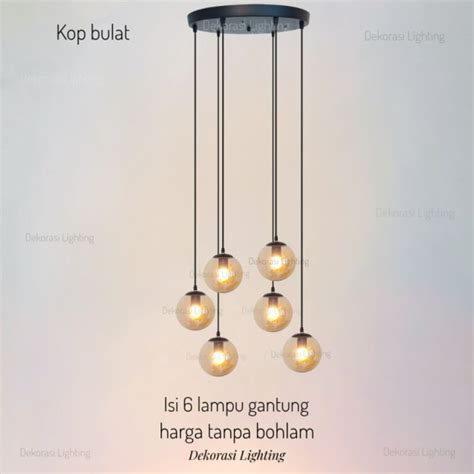 Jual Lampu Gantung Tangga Void 6in1 Kaca Bulat Minimalis Fiting E27
