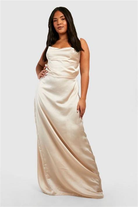 Plus Satin Cowl Maxi Slip Dress Boohoo Usa
