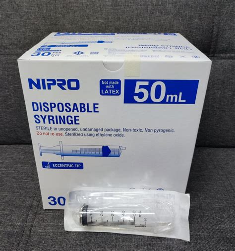 กระบอกฉดยา 50 ml Disposable Syringe Luer Slip NIPRO 30ชน กลอง
