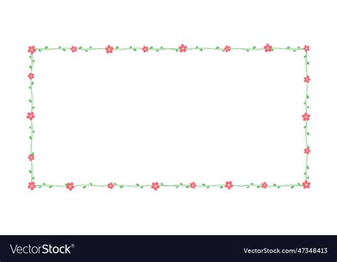 Rectangle Green Vine With Red Flowers Frame Vector Image