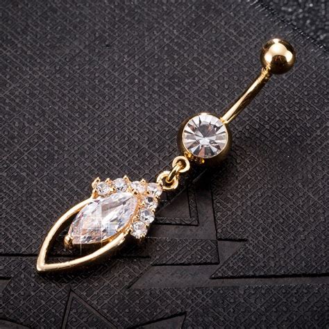 New Fashion Body Jewelry Women Sexy Crystal Feather Dangle Belly Button Rings Stainless Steel