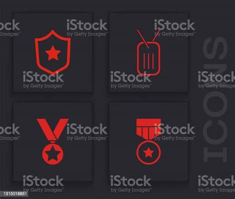 Vetores De Definir Medalha De Recompensa Militar Placa De Identificação