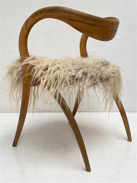 1980s Italian Sculptural Birch Chair By A Sibau Custom Felted Wool