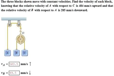 The Three Blocks Shown Move With Constant Velocities Find The Velocity Of Each Block Va Vb