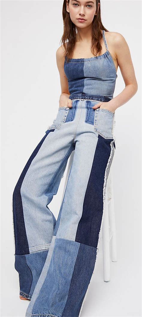 Patchwork Denim Jumpsuit Denim Fashion Denim Inspiration
