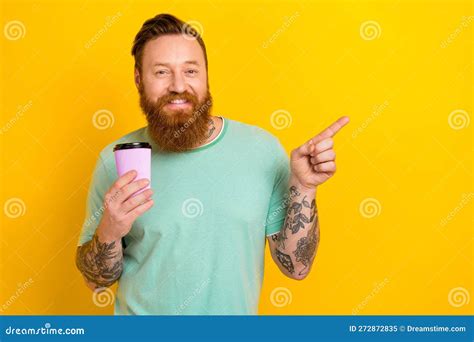 Photo Of Attractive Programmer Wear Green T Shirt Hold Coffee Cup
