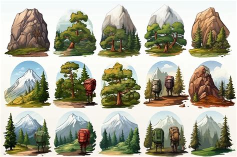 Premium Vector Natural Landscape With Various Trees Set Coniferous And Deciduous Trees