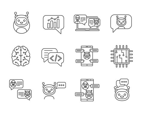 Chatbot Linear Icons Set Thin Line Contour Symbols Chat Bots Talkbot